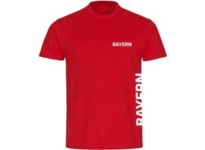 4068859071493 - multifanshop Herren T-Shirt - Bayern - Brust & Seite - Druck weiß - Männer