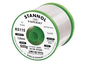 4006062740133 - KS115 Lötzinn bleifrei Spule Sn993Cu07 ROM1 500 g 15 mm - Stannol