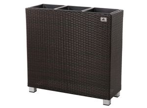 4260124216930 - Raumteiler Pflanzkübel Polyrattan 76x26x73cm bicolor-braun 3x Kunststoff-Einsätze mit Aluminiun-F