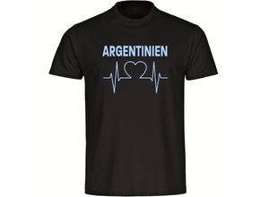 4068859273040 - multifanshop Herren T-Shirt - Argentinien - Herzschlag - Druck hellblau - Männer