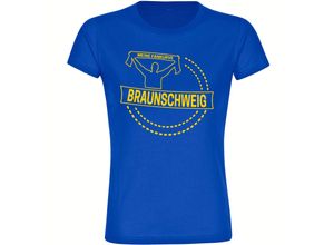 4068859203412 - multifanshop Damen T-Shirt - Braunschweig - Meine Fankurve - Druck gelb - Frauen