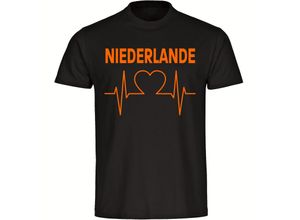 4068859456580 - multifanshop Kinder T-Shirt - Niederlande - Herzschlag - Druck orange - Kind