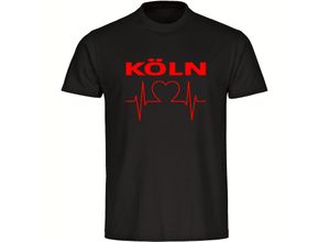 4068859110529 - multifanshop Herren T-Shirt - Köln - Herzschlag - Druck rot - Männer