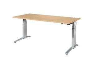 4250510856826 - Genius Schreibtisch PLANOVA ERGOSTYLE elektrisch höhenverstellbar Rechteck C-Fuß B 1800 x T 800 x H 645-1305 mm Ahorn weißaluminium