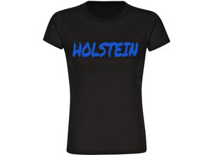 4068859400798 - multifanshop Damen T-Shirt - Holstein - Textmarker - Druck blau - Frauen