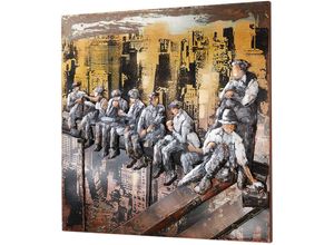 4012622268016 - Metallbild LOCKER 3D BAUARBEITER NY bunt Bilder B H T 90cm x 90cm x 5cm Metall B90cm H90cm T5cm