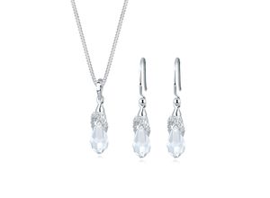 4050878360160 - Schmuckset ELLI Ohrstecker und Kette Tropfen Kristalle Schmuck-Sets Gr OneSize weiß (weiß weiß) Damen Schmucksets