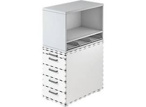 4032062173718 - Aufsatzregal Breno für Standcontainer Breno inkl 3 Kunststoffeinsätze B 428 x T 800 x H 530 mm Spanplatte Lichtgrau