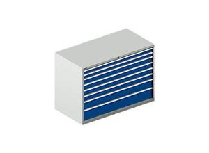 4051273688354 - Select Schubladenschrank WSK 78–36 E Stahl 8 Schübe 200 kg Traglast B 1431 mm x T 725 mm x H 1000 mm lichtgrau enzianblau