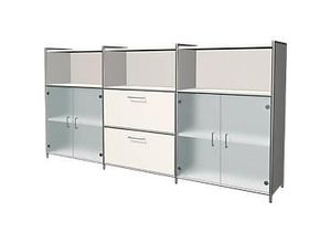 4044917436909 - Highboard Toledo 2 Schübe 3 Fächer 3 OH Glastüren B 2360 x T 380 mm weiß