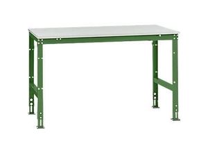 4045916078473 - AU40676011 Arbeits-Grundtisch UNIVERSAL Standard mit Kunststoffplatte BxTxH = 1500x1000x760-870 mm Resedagrün (RAL 6011)