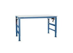 4045916134469 - Arbeitstisch Ergo K m Kurbel 1250 x 800 mm Tischplatte PVC Dekor brillantblau