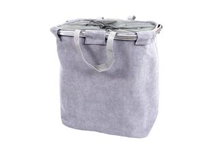 4057651543123 - Wäschesammler MCW-C34 Laundry Wäschekorb Wäschebehälter mit Kordelzug 2 Fächer Henkel 54x52x32cm 89l ~ cord grau