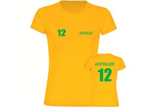 4068859277406 - multifanshop Damen T-Shirt - Australien - Trikot Nummer 12 - Druck grün - Frauen