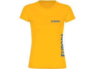 4068859303068 - multifanshop Damen T-Shirt - Europa - Brust & Seite - Druck blau - Frauen