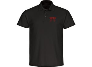 4068859112127 - multifanshop Poloshirt - Leipzig - Herzschlag - Druck rot - Polo