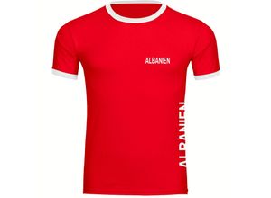 4068859450977 - multifanshop Kontrast T-Shirt - Albanien - Brust & Seite - Druck weiß - Männer