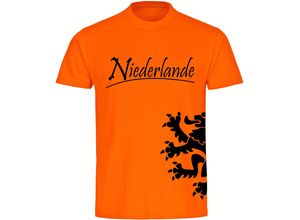 4068859459055 - multifanshop Herren T-Shirt - Niederlande - Löwe seitlich - Druck schwarz - Männer