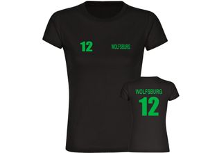 4068859170905 - multifanshop Damen T-Shirt - Wolfsburg - Trikot Nummer 12 - Druck grün - Frauen