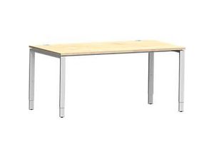 4250510843338 - Genius Schreibtisch Modena Flex Rechteck 4-Fuß Rechteckrohr B 1600 x T 800 x H 650-850 mm Ahorn weißaluminium