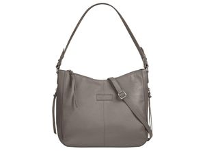 4262434215849 - Shopper BRUNO BANANI Damen Gr B H T 35cm x 28cm x 13cm onesize grau Leder leicht glänzend unifarben Taschen echt Leder