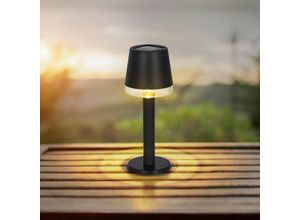 9007371455669 - Kleine LED Outdoor Solar Tischleuchte aus Kunststoff in Schwarz Höhe 215cm