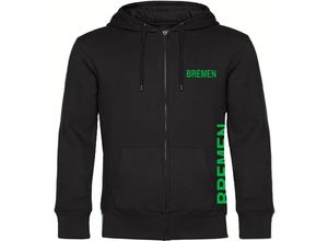 4068859166120 - multifanshop Kapuzen Sweatshirt Jacke - Bremen - Brust & Seite - Druck grün - Sweat