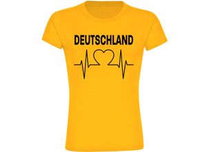 4068859267049 - multifanshop Damen T-Shirt - Deutschland - Herzschlag - Druck schwarz - Frauen