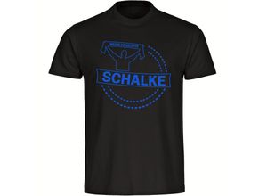 4068859000981 - multifanshop Herren T-Shirt - Schalke - Meine Fankurve - Druck blau - Männer