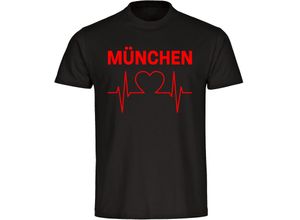 4068859115098 - multifanshop Herren T-Shirt - München rot - Herzschlag - Druck rot - Männer
