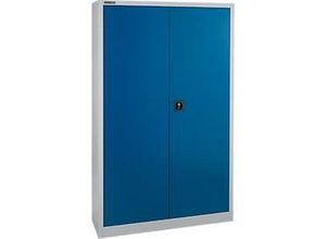 4051273644527 - Select Materialschrank MS 2512 mit Schubladen Tresorfach H 1935 mm weißaluminium RAL 9006 enzianblau