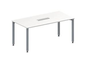 4251898816389 - Genius Konferenztisch MODENA FLEX 6-fach Anschluss Rechteck 4-Fuß Quadratrohr B 1600 x T 800 x H 720-840 mm weiß weißalu