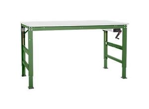 4045916134490 - Arbeitstisch Ergo K m Kurbel  1250 x 800 mm Tischplatte PVC Dekor resedagrün