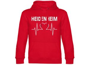 4068859109004 - multifanshop Kapuzen Sweatshirt - Heidenheim - Herzschlag - Druck weiß - Hoodie