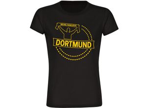 4068859188962 - multifanshop® Damen T-Shirt - Dortmund - Meine Fankurve - Druck gelb - Frauen