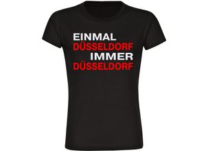 4068859144050 - multifanshop Damen T-Shirt - Düsseldorf - Einmal Immer - Druck rot - Frauen