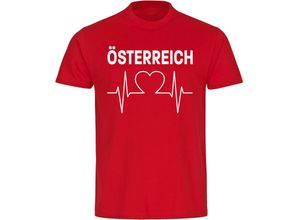 4068859465759 - multifanshop Herren T-Shirt - Österreich - Herzschlag - Druck weiß - Männer