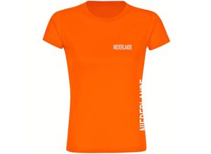 4068859457457 - multifanshop Damen T-Shirt - Niederlande - Brust & Seite - Druck weiß - Frauen