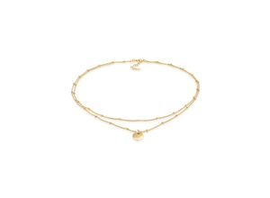 4050878616243 - Collier ELLI Choker Layer Plättchen Kugelkette 925 Silber Halsketten Gr 36 ohne Stein Silber 925 (Sterlingsilber) Länge 36 cm goldfarben (gold) Damen Colliers