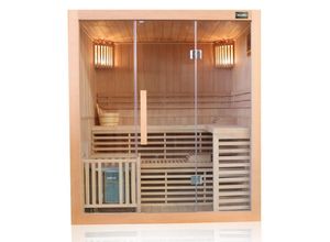 4251575100190 - Dewello - Finnische Traditionelle Sauna sarnia 180cm x 140cm für bis zu 4 Personen inkl 6 kw Harvia Ofen inkl komplettem Zubehör