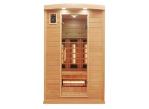 4251575100817 - Dewello - Infrarotkabine Infrarotsauna Hyder inkl Vollspektrumstrahler für 2 Personen - LED-Farblicht - Wärmekabine mit Radio Bluetooth 115 cm x