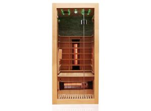 4251575100329 - Dewello - Infrarotkabine Infrarotsauna milton inkl Vollspektrumstrahler für 1 Person - LED-Farblicht - Wärmekabine mit Radio Bluetooth 90 cm x 90