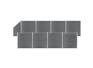 8719883908878 - Bonnevie - wpc Zaun-Set 8 Quadrate + 1 Schräge 1484x186 cm Grau vidaXL236084