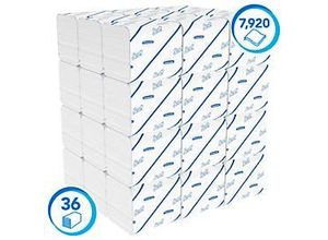 5027375025174 - SCOTT® Control™ Toilettenpapier 2-lagig weiß Hochwertiges Einzelblatt Klopapier aus 100 % recycelten Fasern 1 Karton = 36 Packungen à 220 Blatt = 7920 Blatt