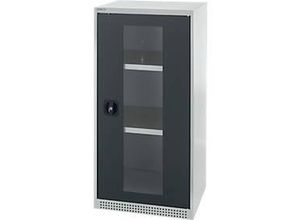 4051273769053 - Genius Flügeltürenschrank FS Stahl Sichtfenster Lüftungslöcher B 545 x T 520 x H 1105 mm 3 OH Lichtgrau Anthrazitgrau bis 150 kg