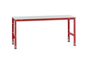 4045916079166 - AU41173003 Arbeits-Grundtisch UNIVERSAL Standard mit Kunststoffplatte BxTxH = 2000x800x760-870 mm Rubin-Rot