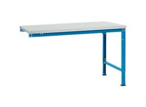 4045916150704 - AU80615012 Arbeits-Anbautisch UNIVERSAL Spezial mit Melaminplatte BxTxH = 1500 x 1000 x 722-1022 mm Licht-Blau (RAL 5012)