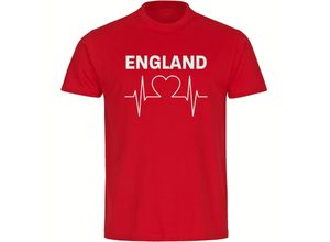 4068859226121 - multifanshop Herren T-Shirt - England - Herzschlag - Druck weiß - Männer