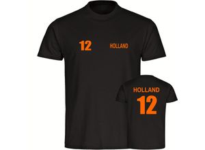 4068859452889 - multifanshop Kinder T-Shirt - Holland - Trikot Nummer 12 - Druck orange - Kind