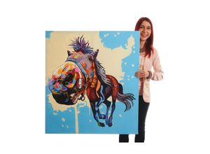 4052826182497 - Wandbild Pferd 100% handgemaltes Ölgemälde 3D-Bild Gemälde XL 100x90cm